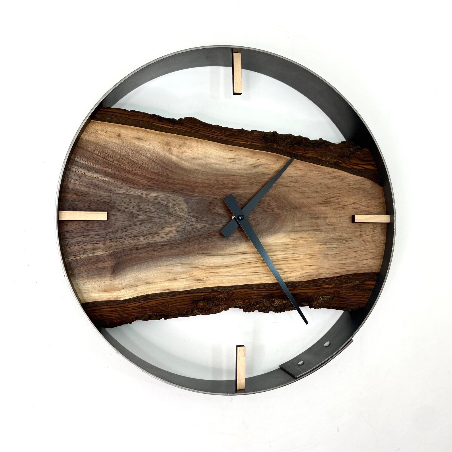 Made to Order 14” Black Walnut Live Edge Wood Wall Clock, Unique ...