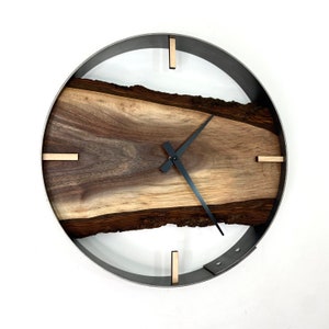 Made to Order 14” Black Walnut Live Edge Wood Wall Clock, Unique ...