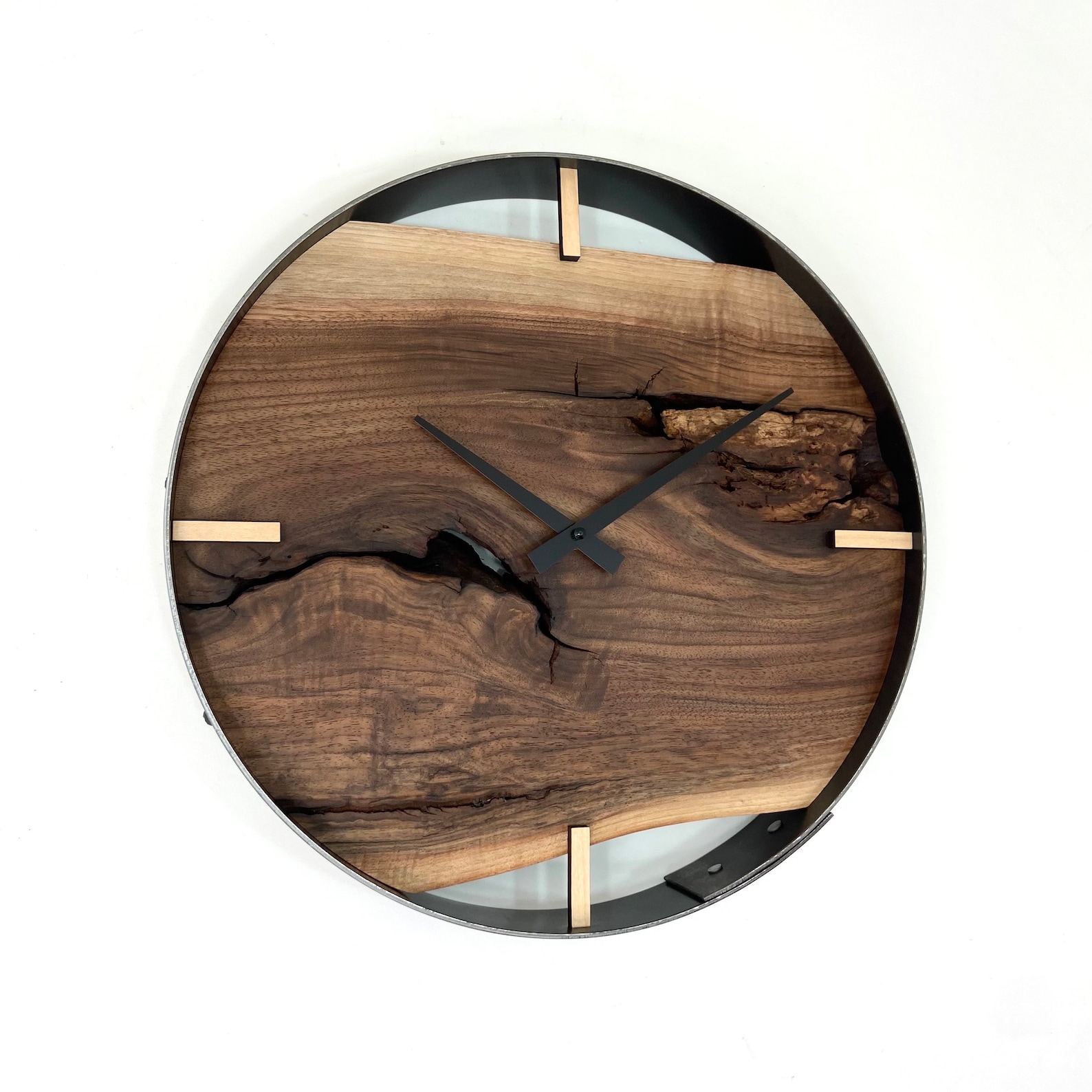 Made to Order 14 Black Walnut Live Edge Wood Wall Clock, Unique ...