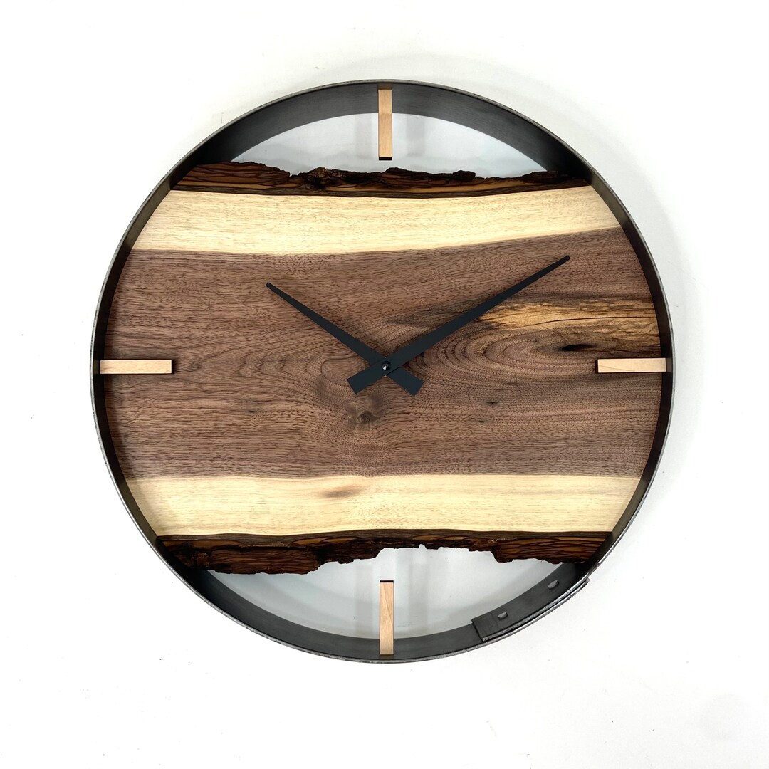 Live Edge Wood Clock, 14 Black Walnut Wood Wall Clock, Unique Gift Idea ...