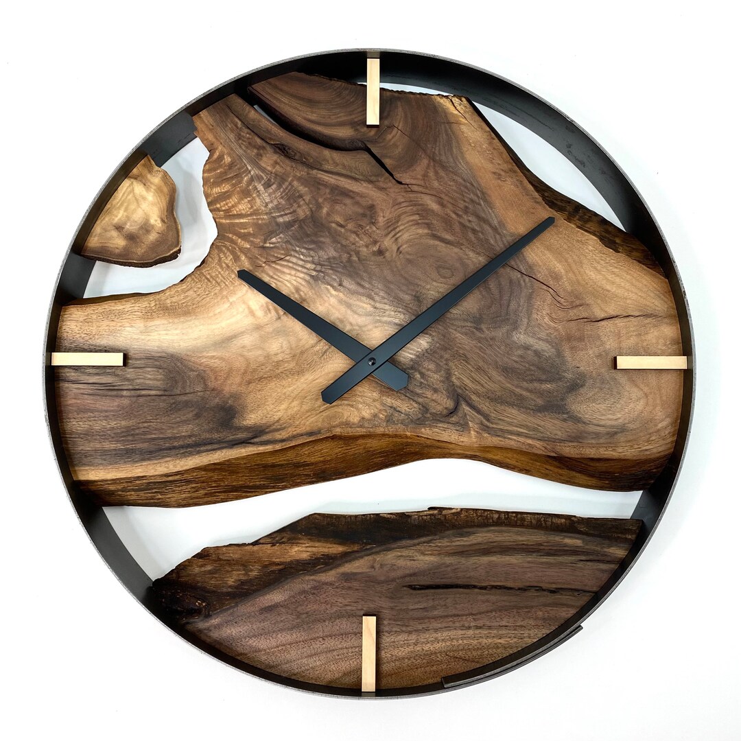 Made to Order, 18” Diameter Black Walnut Live Edge Wood Wall Clock ...