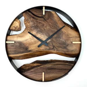 Made to Order, 18” Diameter Black Walnut Live Edge Wood Wall Clock ...
