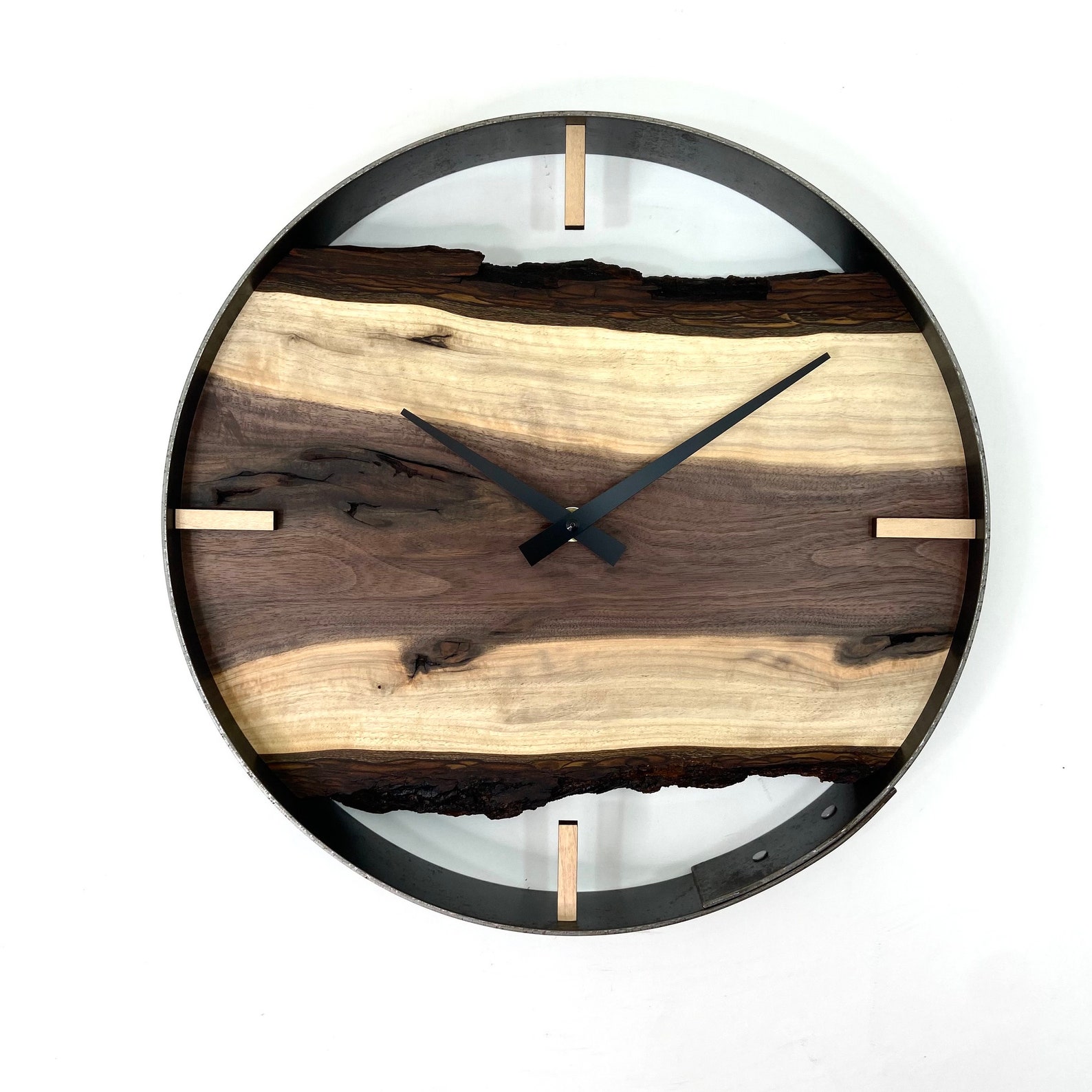 Made to Order 14” Black Walnut Live Edge Wood Wall Clock, Unique ...