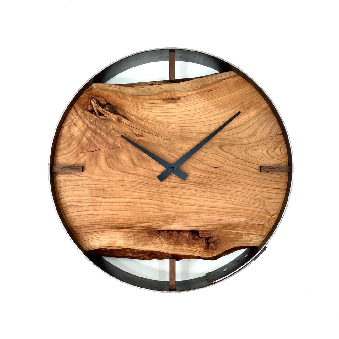 Cherry Live Edge Wood Wall Clock, Made to Order Perfect for Gift Giving ...