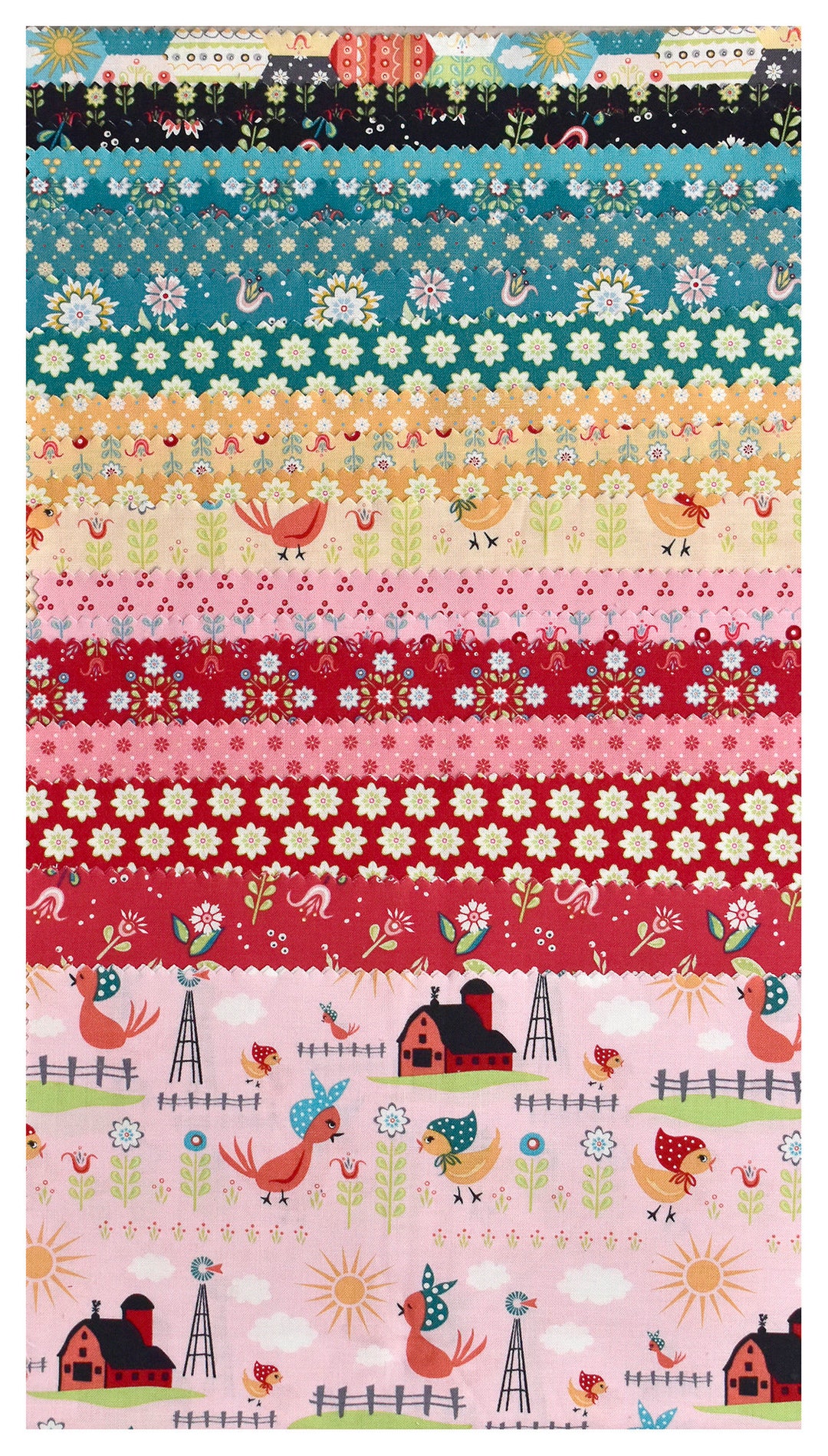 Poppie Cotton Chick A Doodle Doo Precut 10 Square Fabric - Etsy