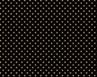 Black and Yellow Polka Dots Fabric - Etsy
