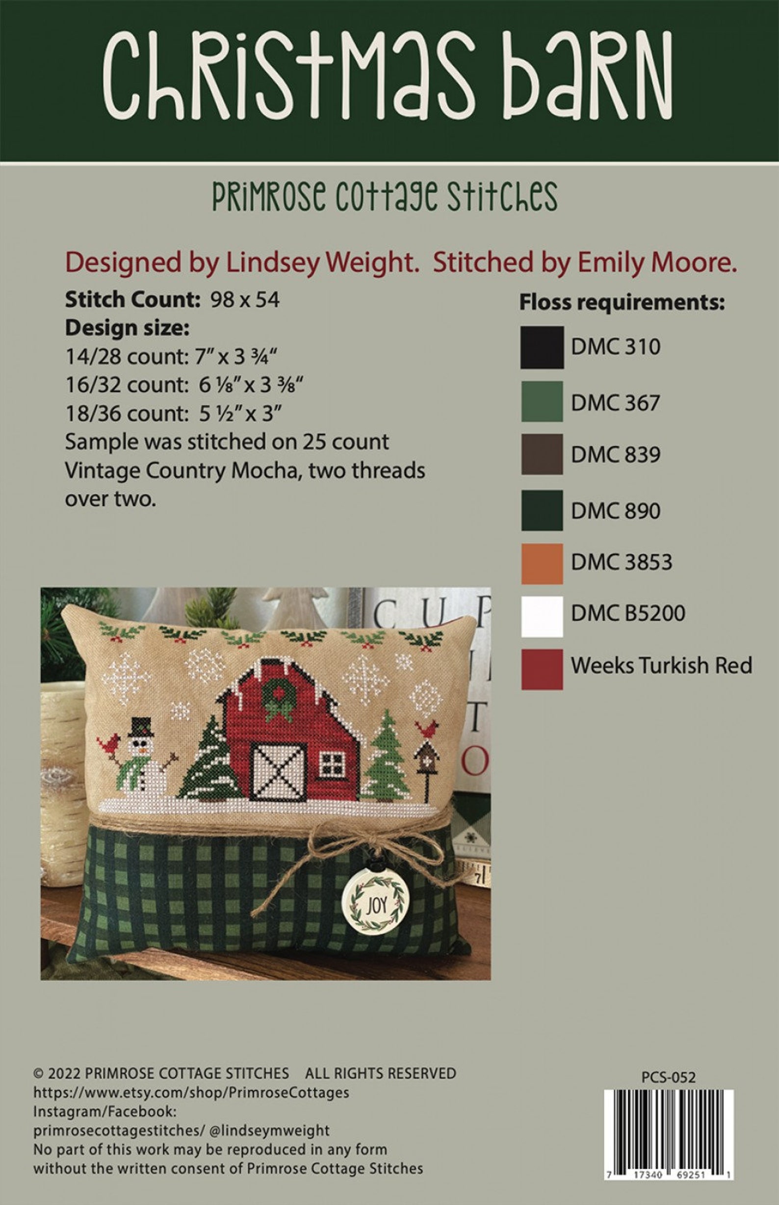 Christmas Barn Cross Stitch Pattern by Prirose Cottage - Etsy