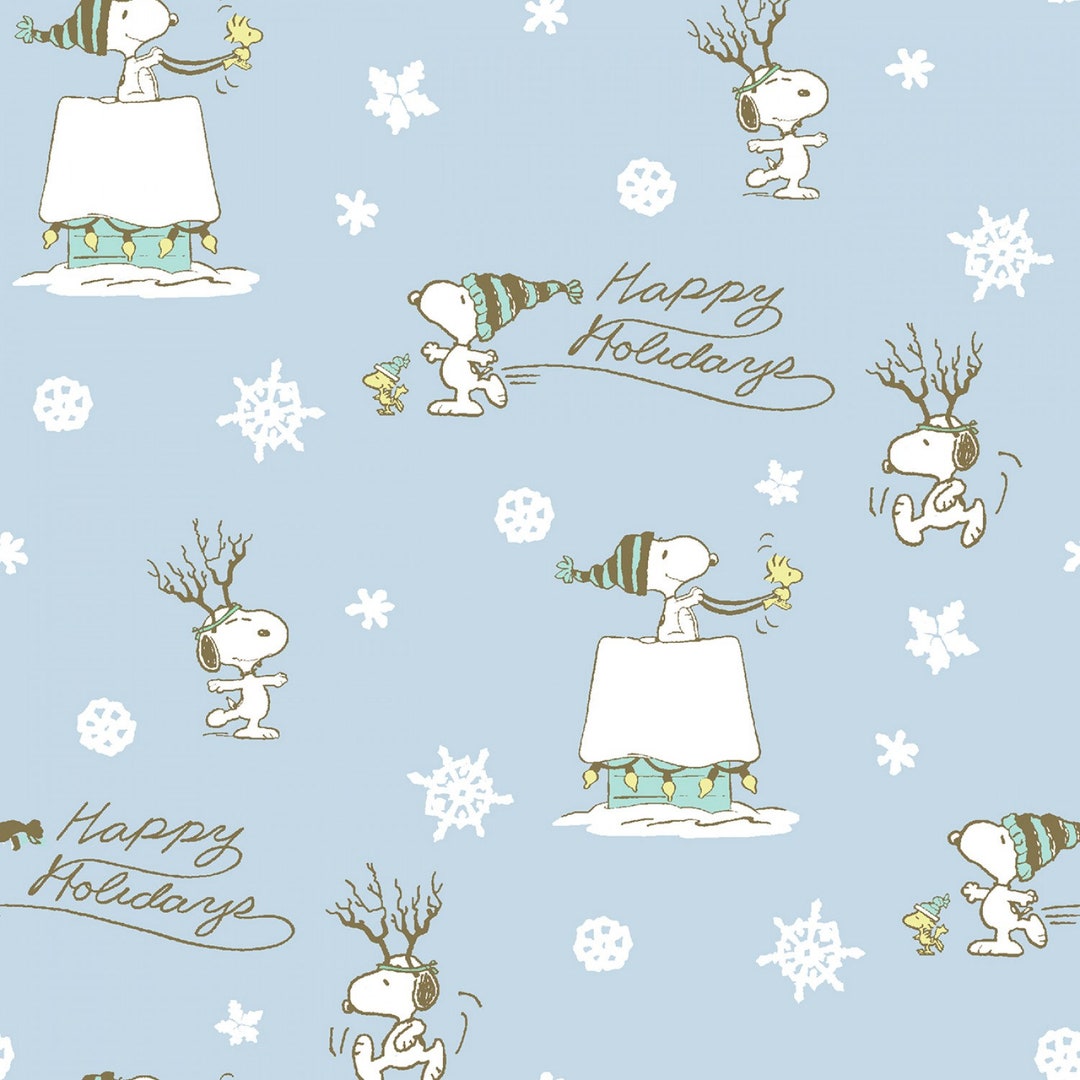 Peanuts Christmas Happy Holidays Fabric SBY by Springs Creative Light ...