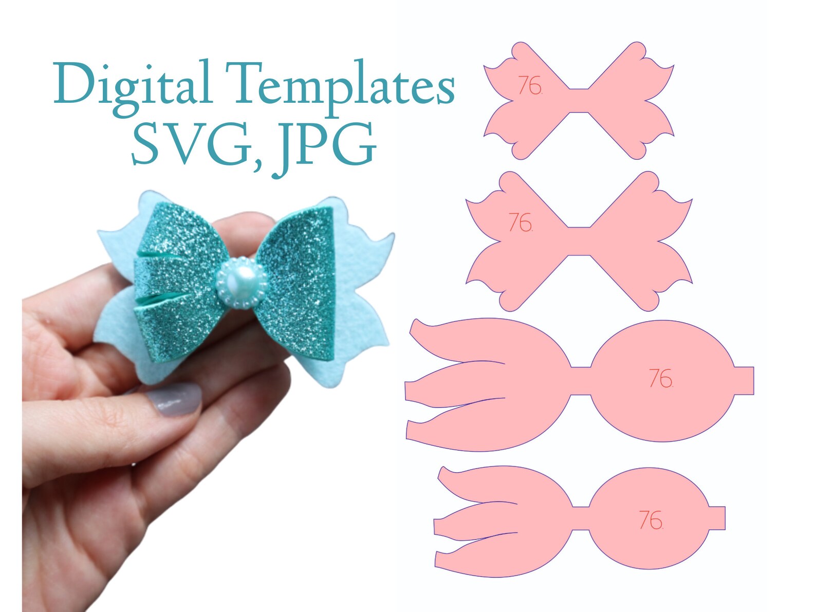 Digital Bow Templates SVG JPG Format N-76 - Etsy