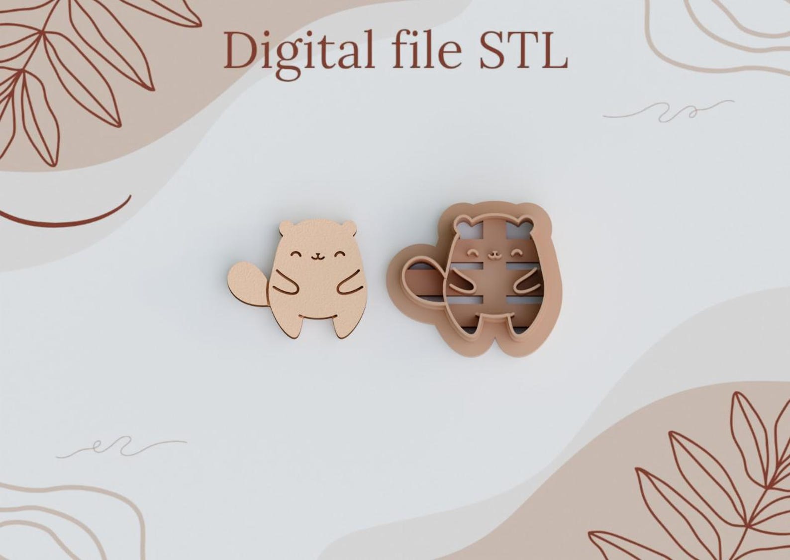 Digital STL Files for 3D Printing Clay Earrings "chipmunk Animal ...