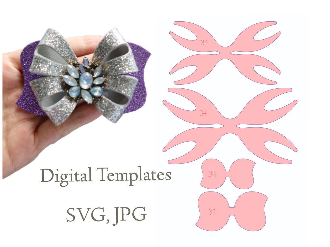 Digital Bow Templates SVG JPG Format N-34 - Etsy