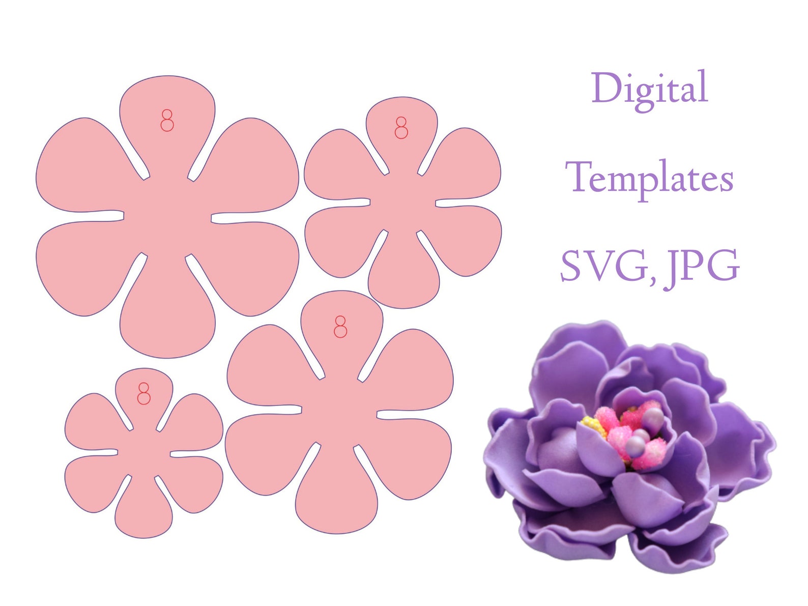 Digital Flower Petals Template SVG, JPG Format N-8 - Etsy