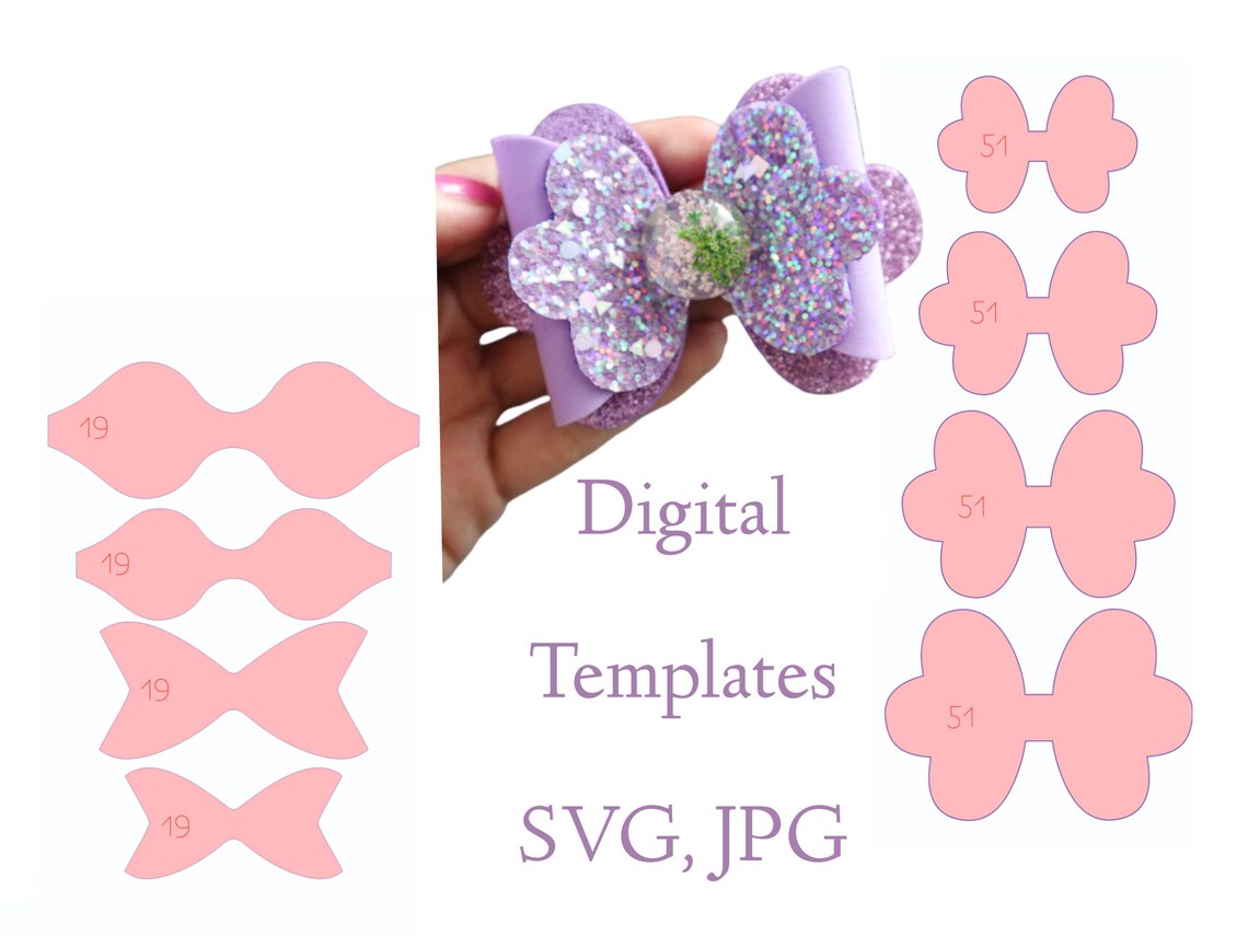 Digital Bow Templates SVG JPG Format N-51 N-19 - Etsy