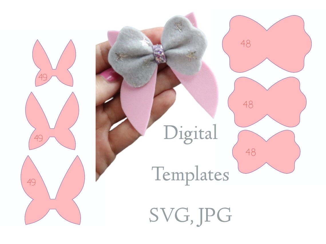 Digital Bow Templates SVG JPG format N-48 N-49 | Etsy