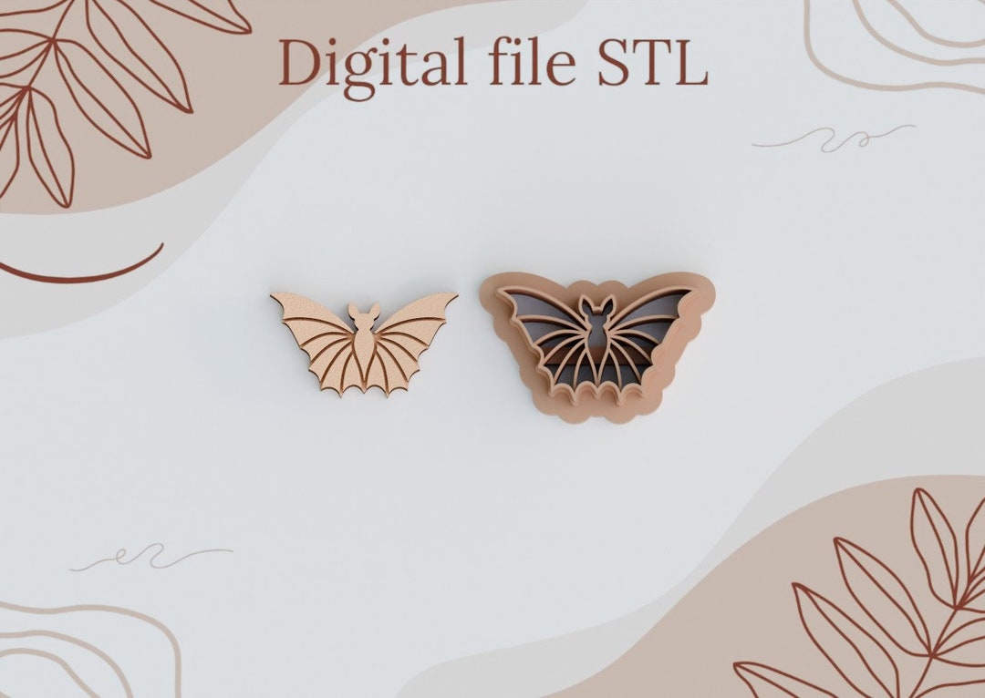 Digital STL Files for 3D Printing Clay Earrings Boho Bat Halloween ...