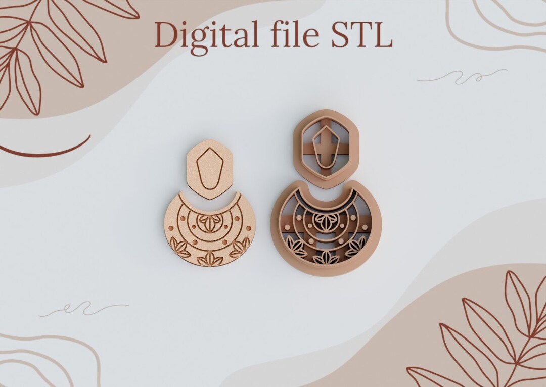 Digital STL Files for 3D Printing Clay Earrings Boho Flower Geometry ...