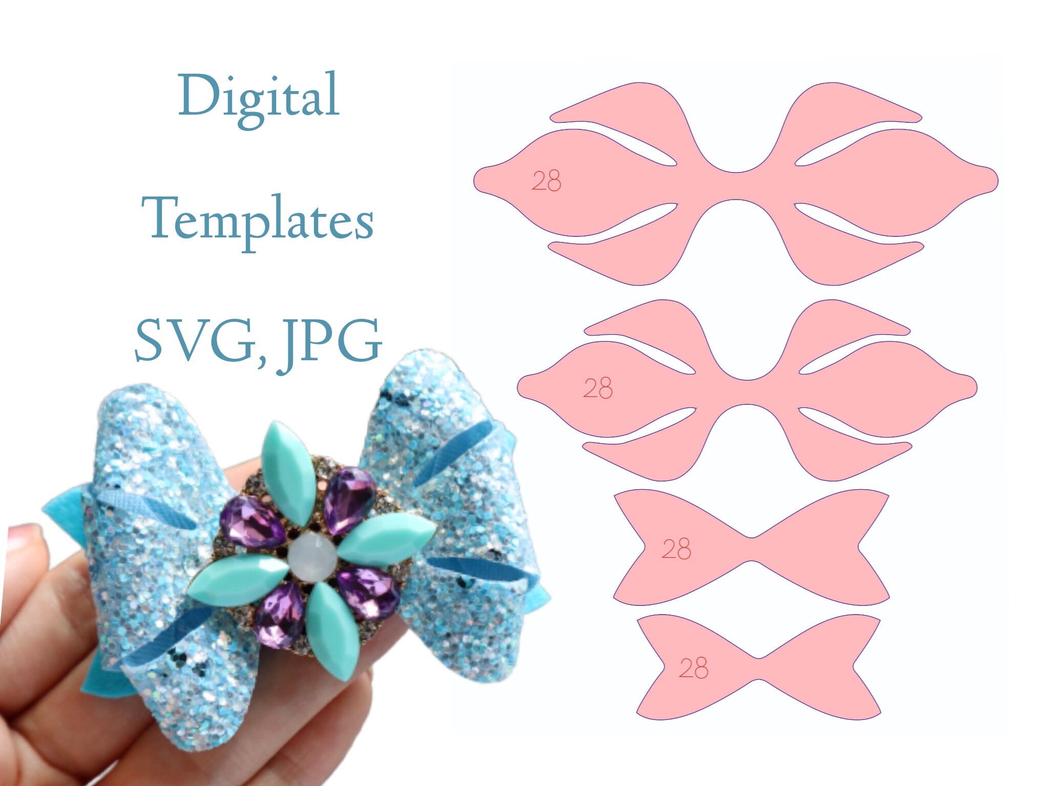 Digital Bow Templates SVG, JPG Format N-28 - Etsy