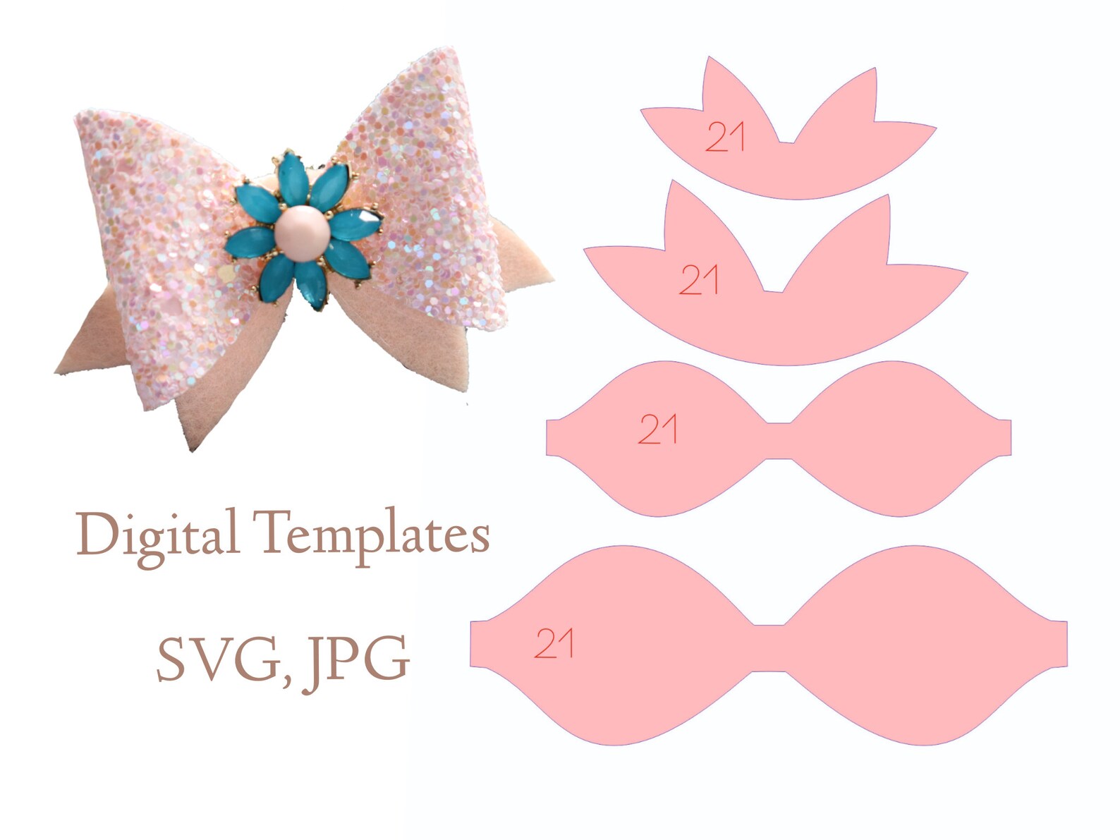 Digital Bow Templates SVG JPG Format N-21 - Etsy