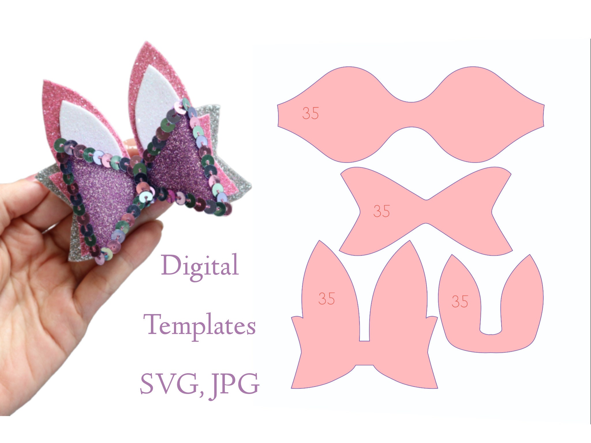 Digital Bow Bunny Templates SVG, JPG Format N-35 - Etsy UK