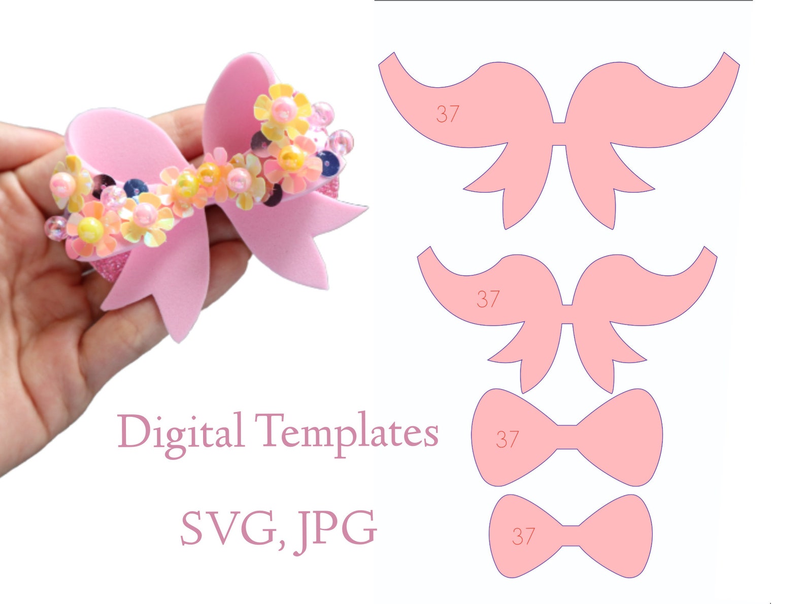 Digital Bow Templates SVG, JPG Format N-37 - Etsy
