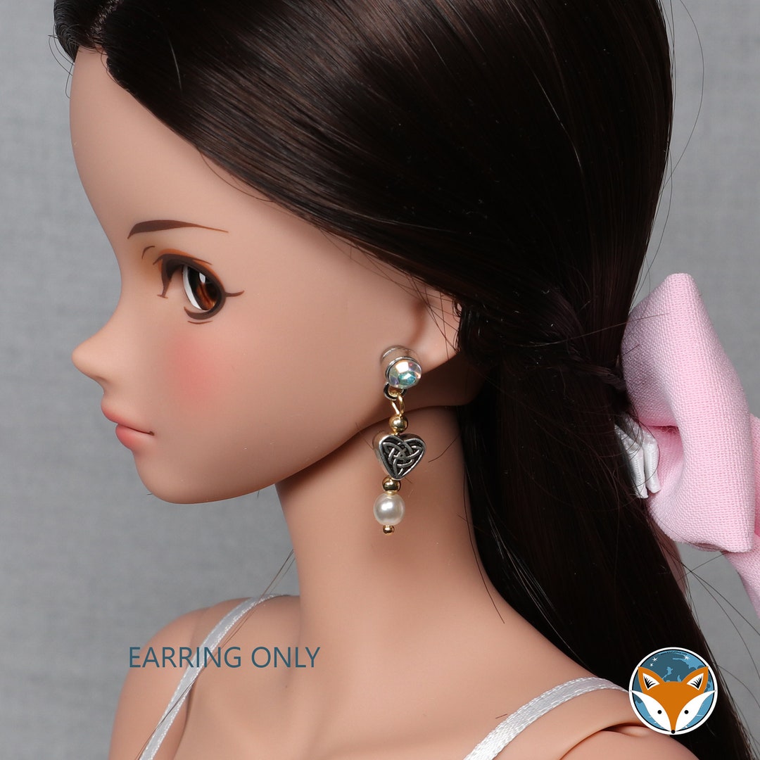 No-hole Earring for Vinyl BJD, Smd Celtic Heart W Pearl - Etsy