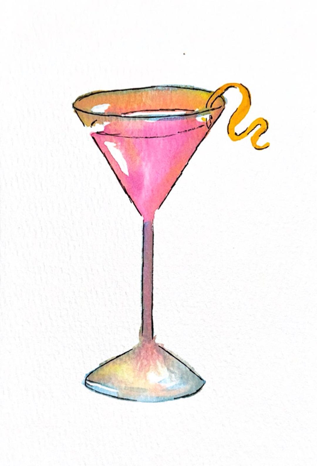 Watercolor Martini Glass Art - Etsy