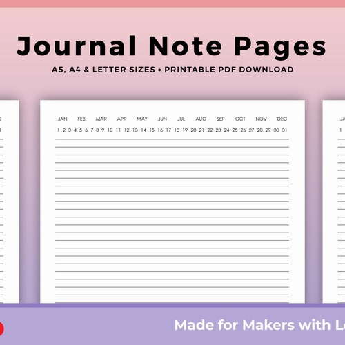 Journal Note Page Undated Lined Note Pages Minimal Daily - Etsy