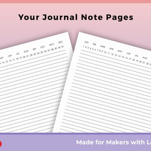 Journal Note Page, Undated, Lined Note Pages, Minimal Daily Planner ...