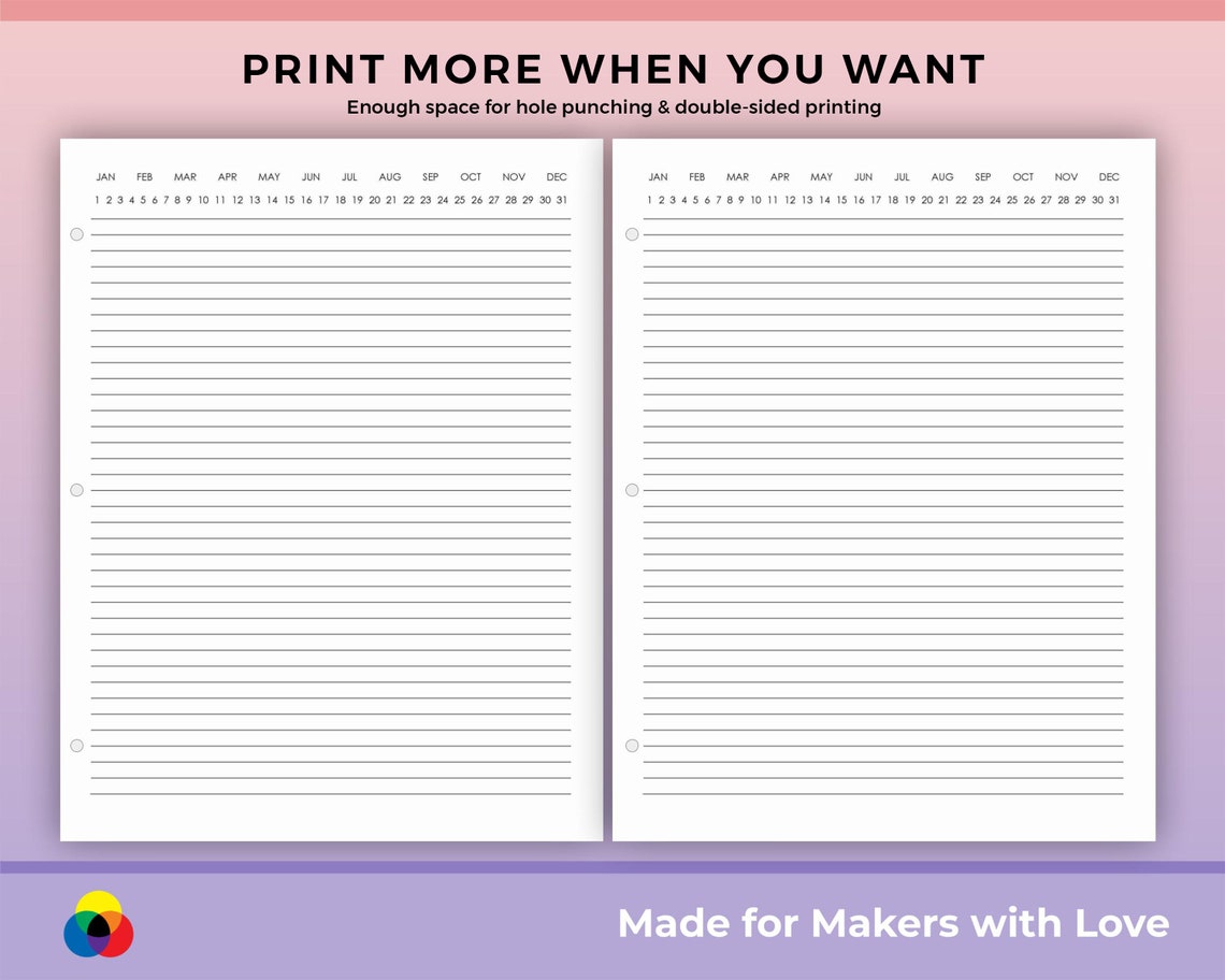 Journal Note Page Undated Lined Note Pages Minimal Daily - Etsy