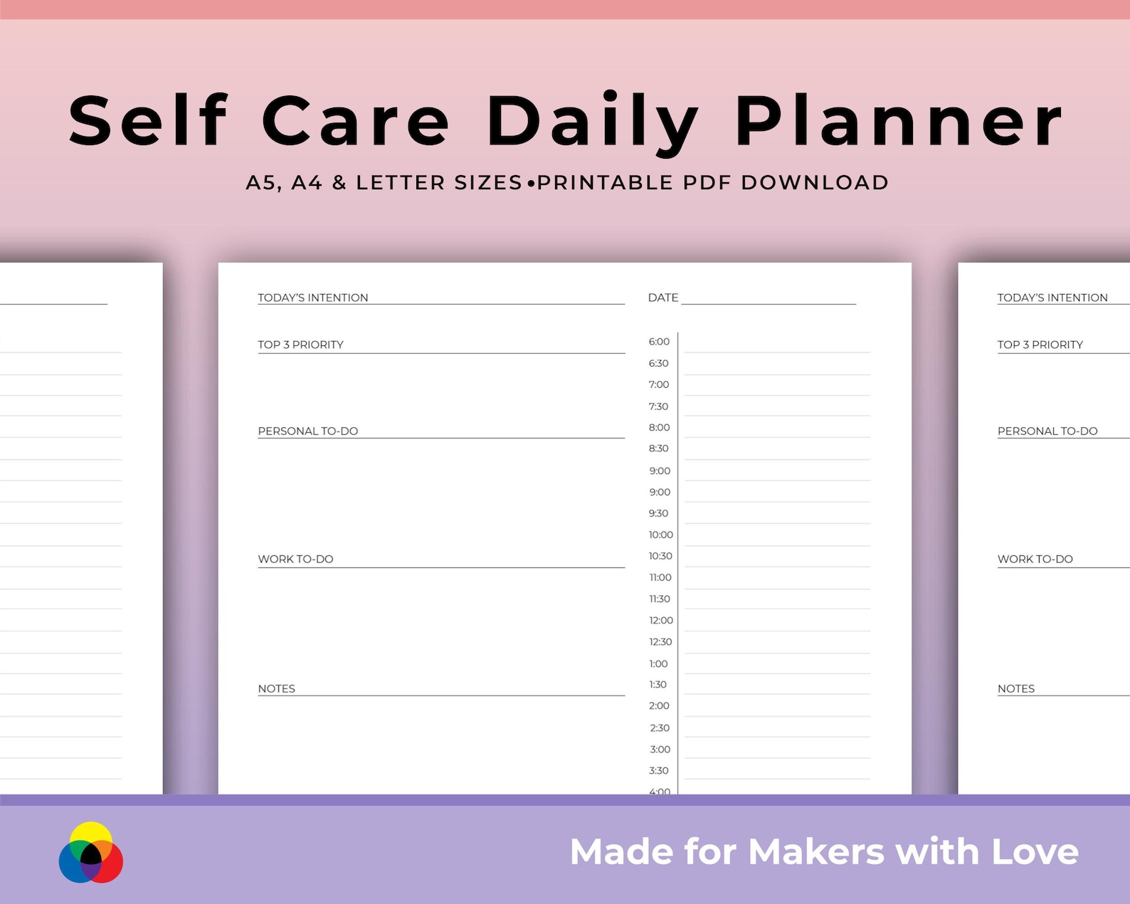 Self Care Daily Planner Printable Undated Daily Schedule - Etsy
