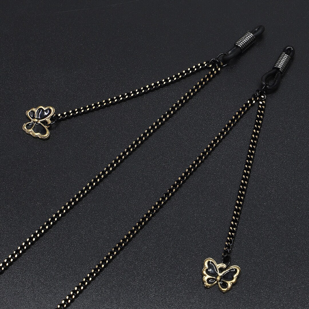 Black Gothic Glasses Chain Butterfly Glasses Chain Butterfly Pendant ...