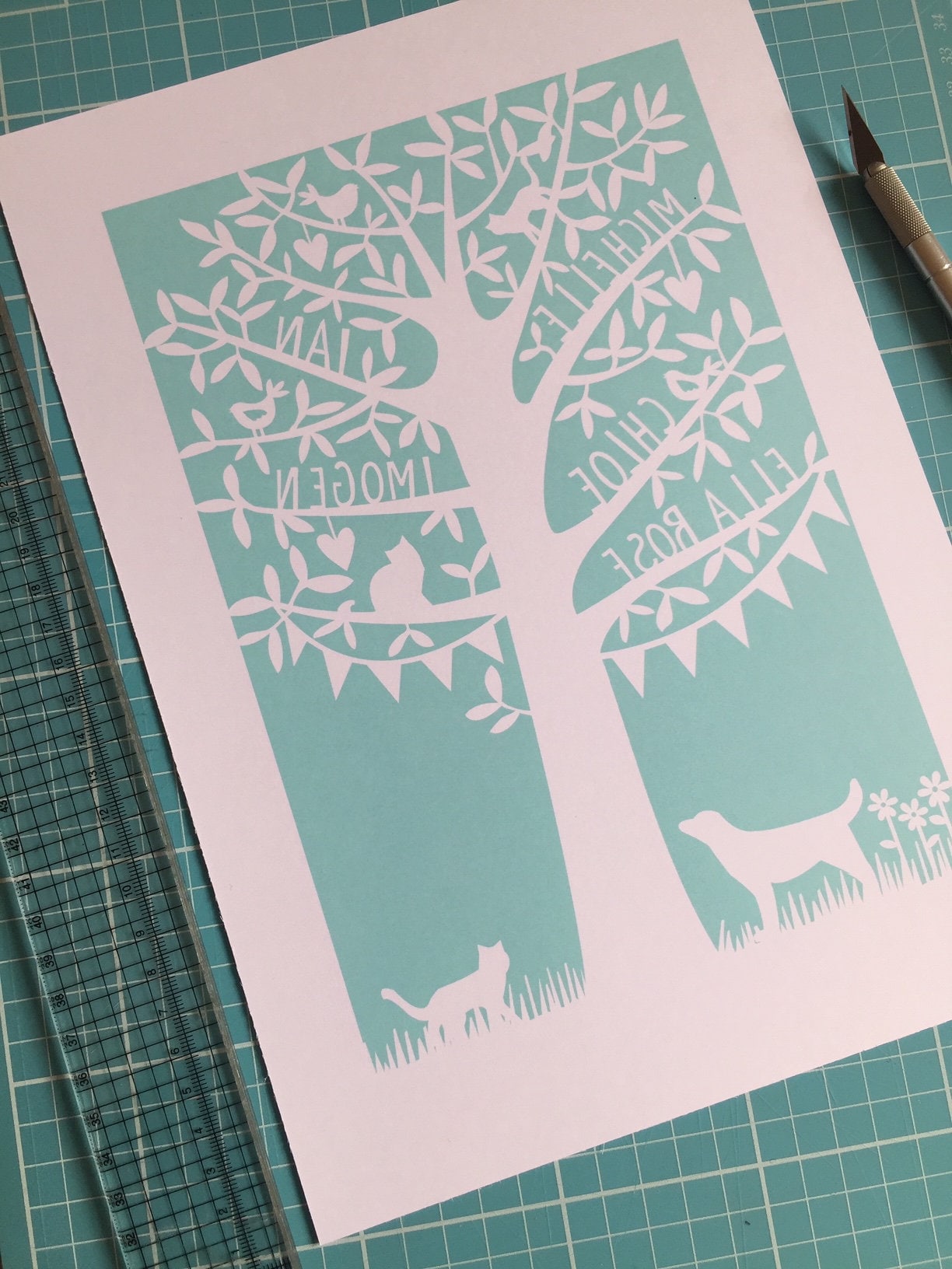 DIY Personalised Paper Cut Family Tree /to Print at Home - Etsy