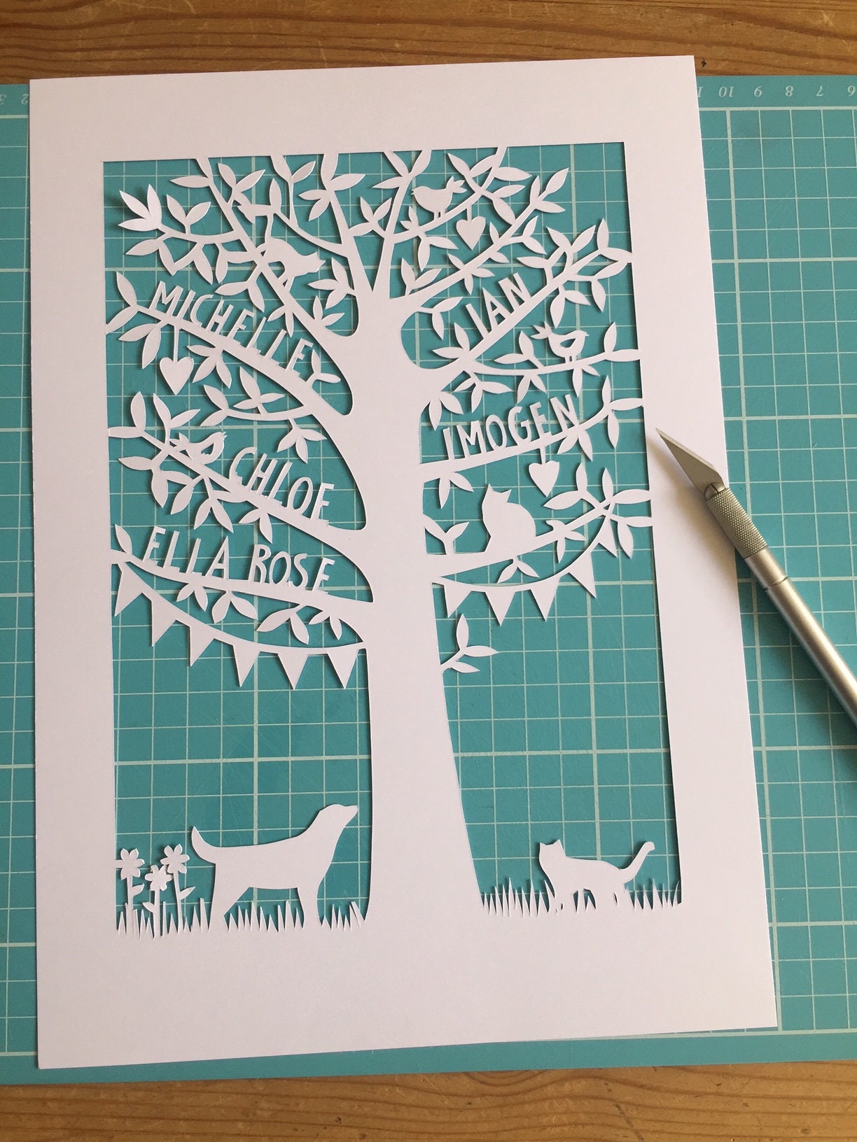 DIY Personalised Paper Cut Family Tree /to Print at Home | Etsy