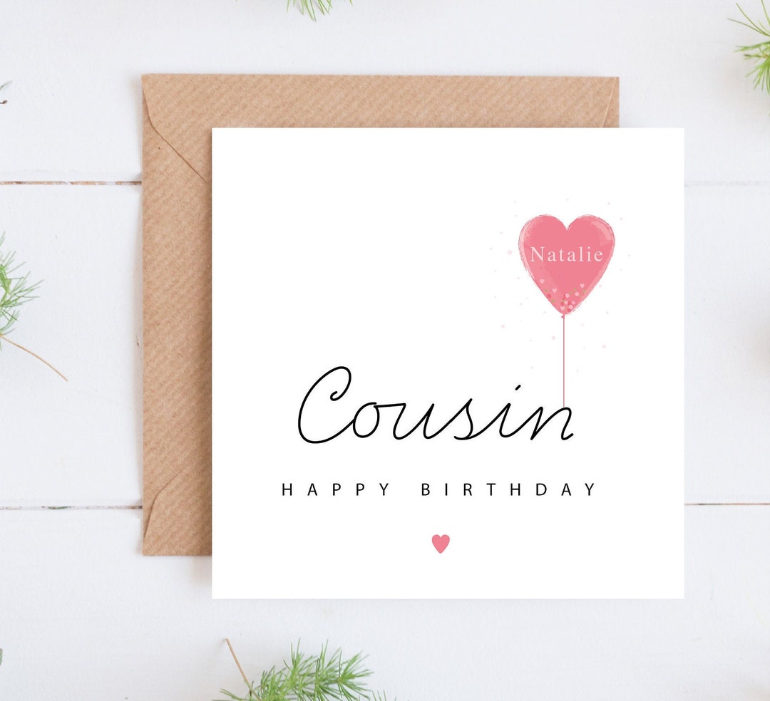 Cousin, Personalised Birthday Card With Balloon - Etsy