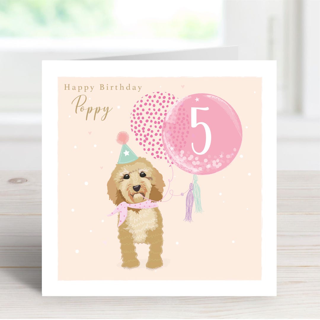 Personalised, Cockapoo, Birthday Card, Any Age With Balloons - Etsy