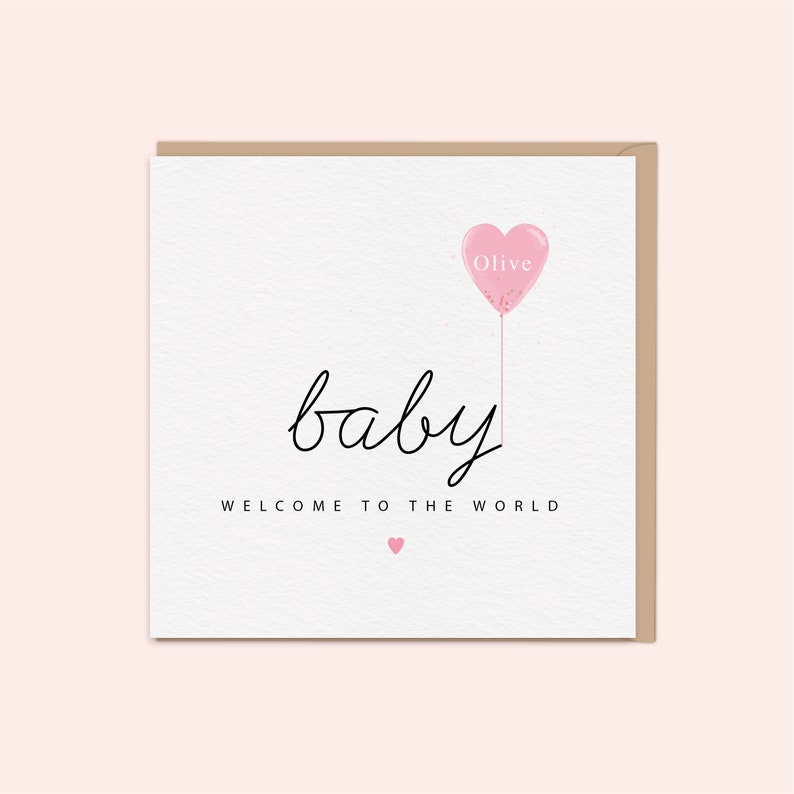 Personalised Baby Card, Pink Balloon and Lettering - Etsy