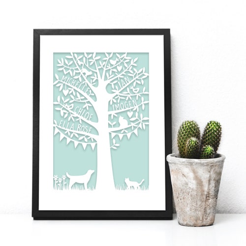 DIY Personalised Paper Cut Family Tree /to Print at Home - Etsy