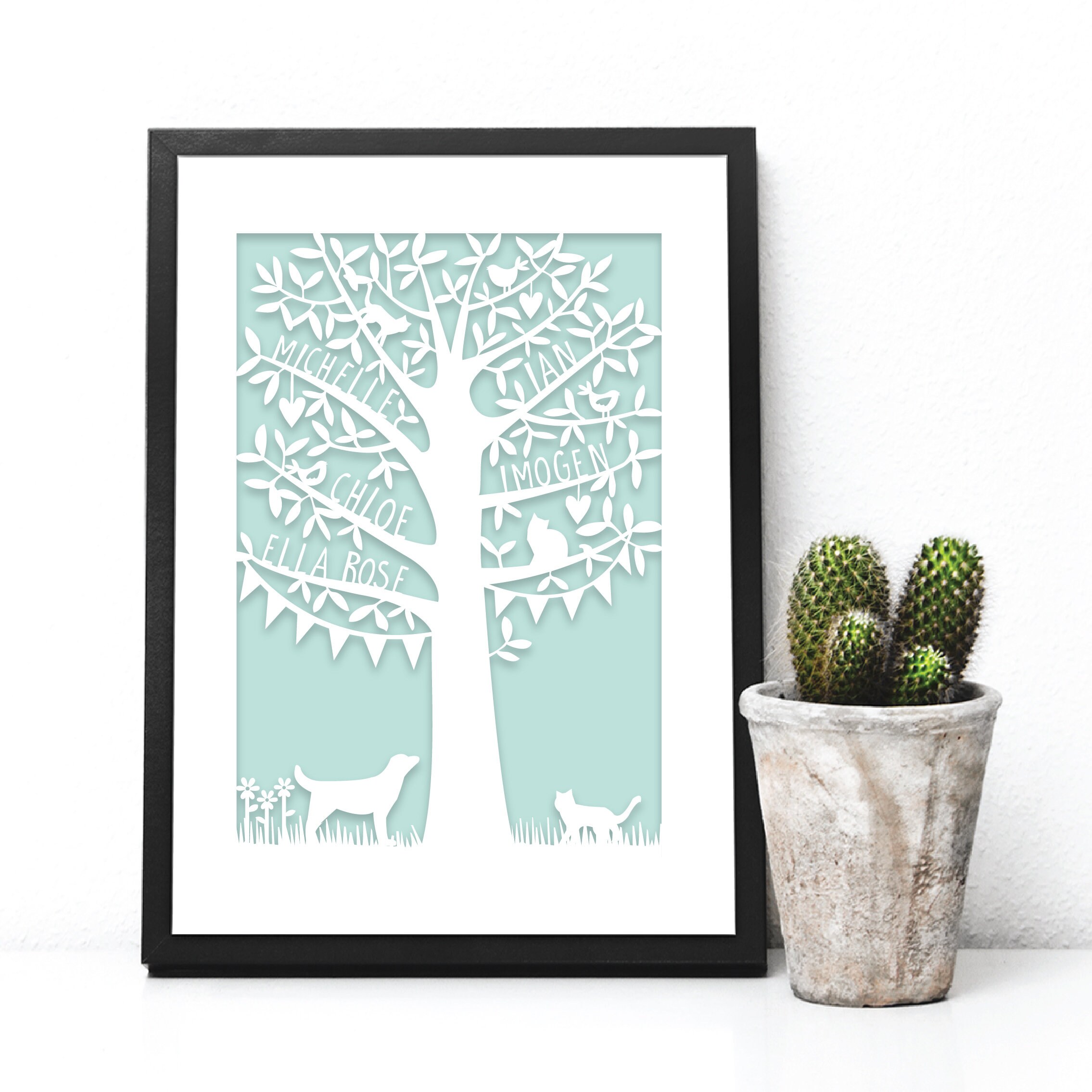 DIY Personalised Paper Cut Family Tree /to Print at Home | Etsy