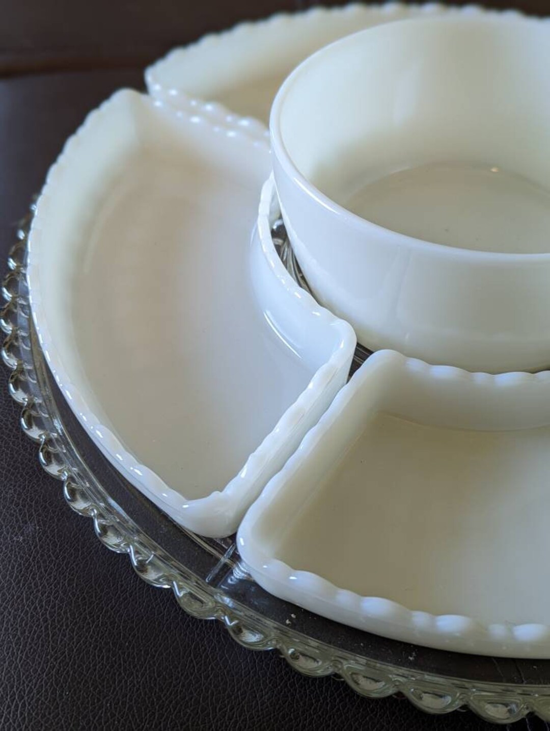Vintage Large Milk Glass Divided Vegetable Platter Pressed - Etsy