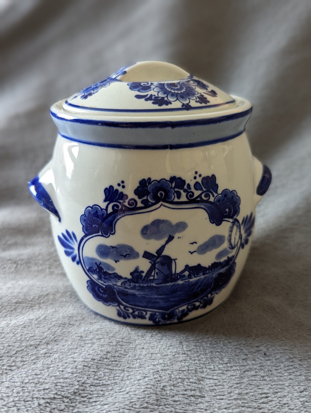 Delft Marnes | Porcelain Mustard Jar | Blue White | Delftware | Jam Pot ...
