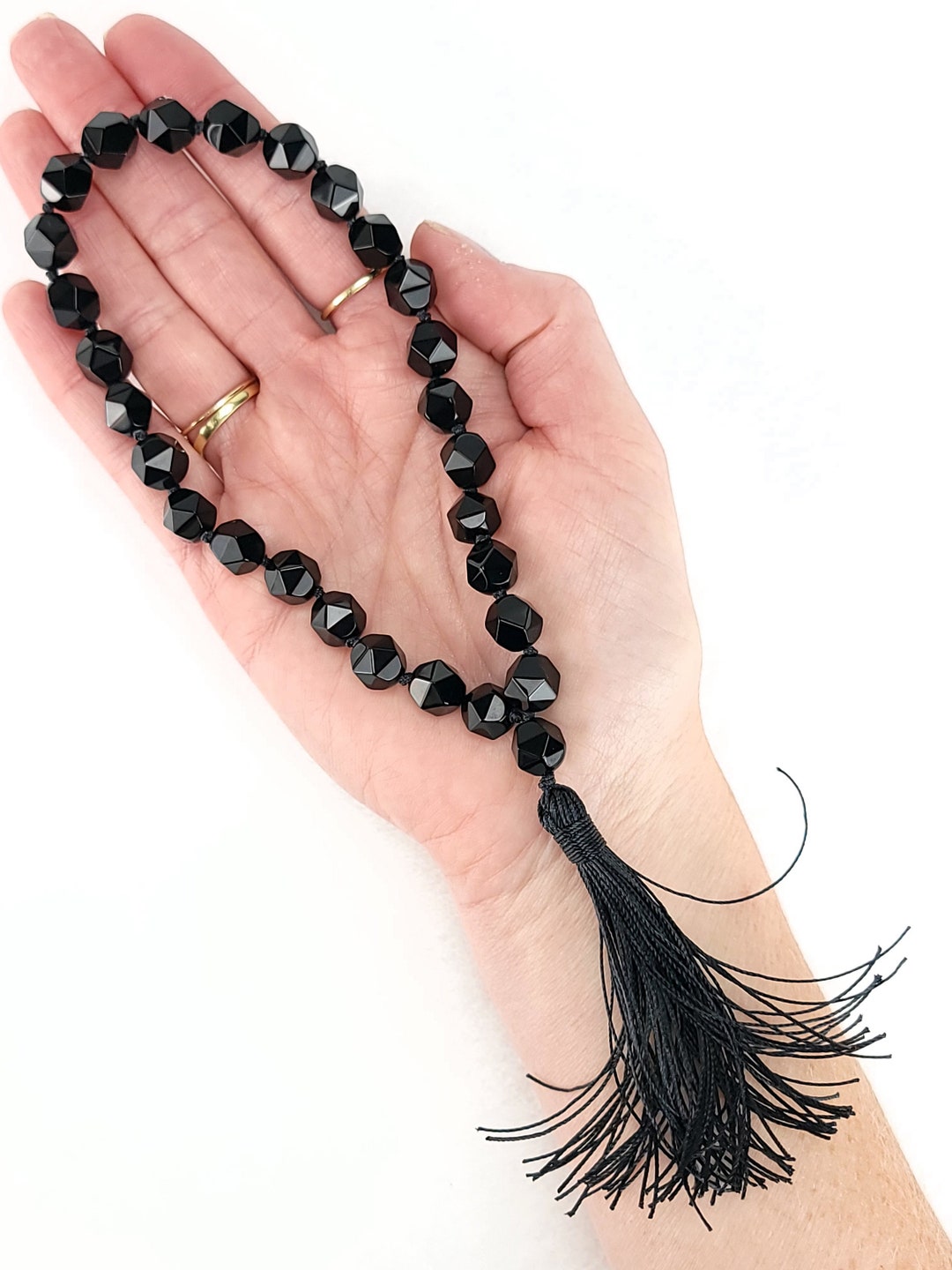 Black Pocket Mala Black Mala Meditation Jewelry Yoga - Etsy