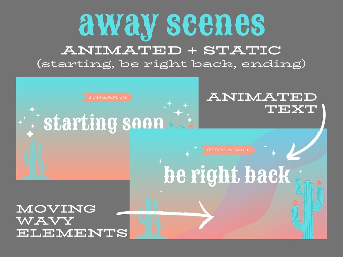 Animated Western Stream Overlay Pack for Twitch Cute Gradient Graphics ...