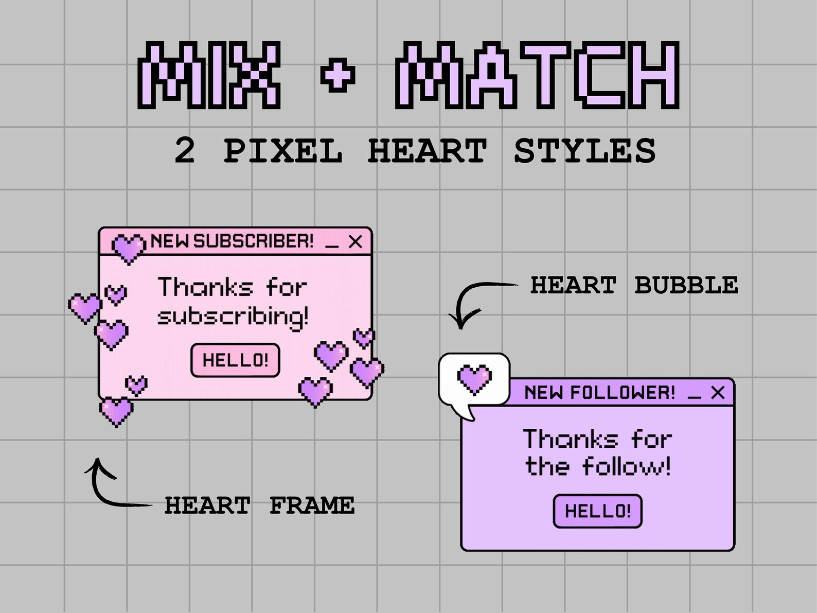 Retro Wave Pixel Pastel Animated Streamer Alert Graphics Pack for Live ...