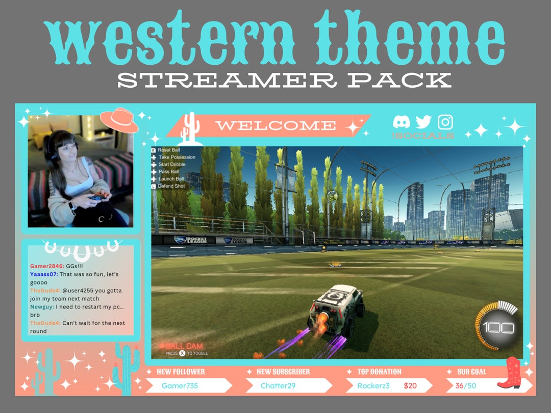 Animated Western Stream Overlay Pack for Twitch Cute Gradient Graphics ...