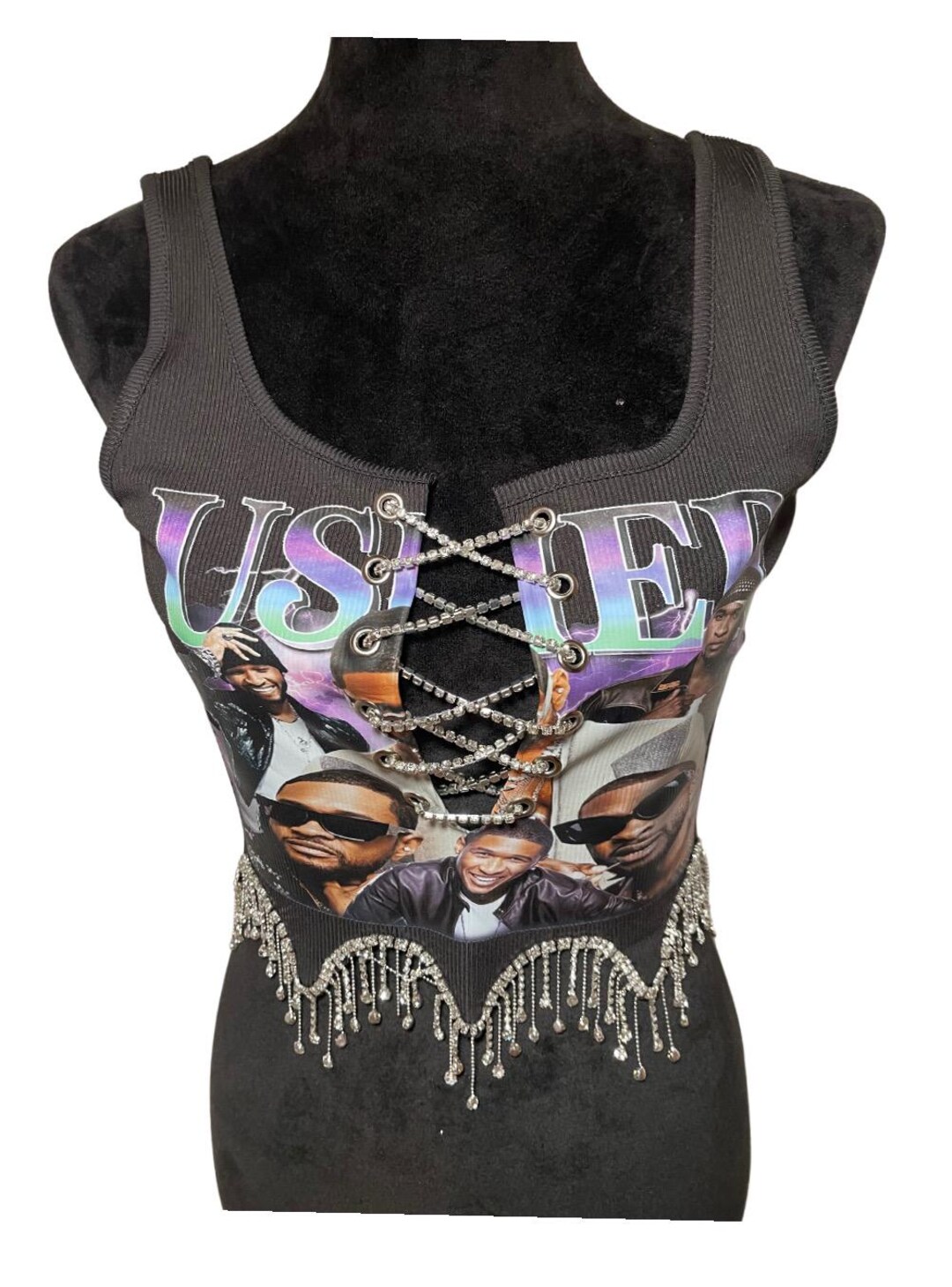 CROP TOP Customized Lace up Limited Rapper Usher Shirt, Vintage Usher ...