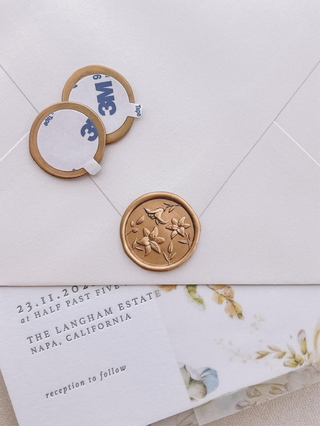 Lilies 3D Floral Wax Seal Stickers | Wedding Invitations Self-adhesive ...