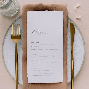 Printed Handmade Paper Wedding Menus, Minimal Wedding Menus Cards ...