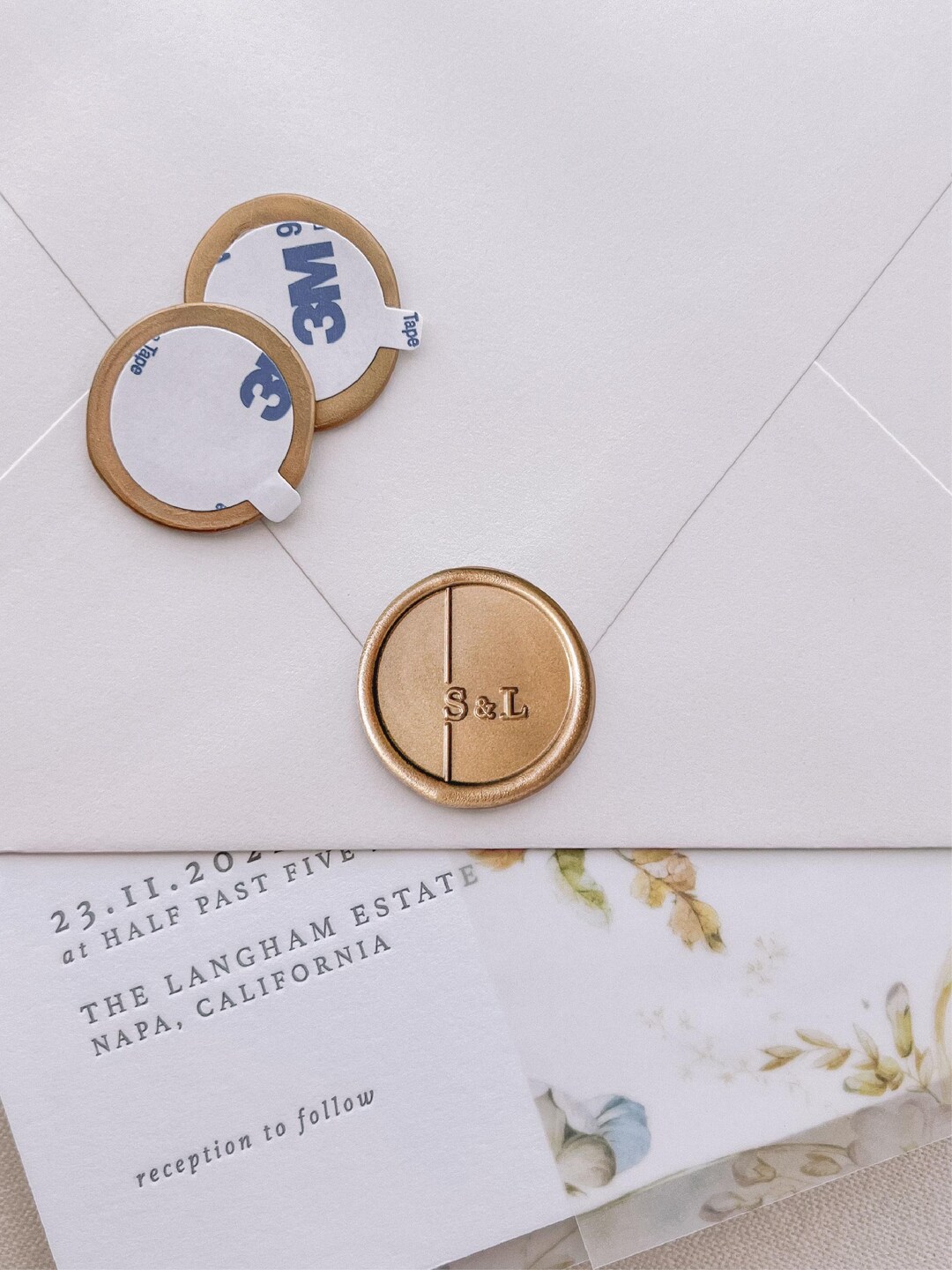 Custom Wedding Monogram Wax Seal Stickers: Personalized Initials ...