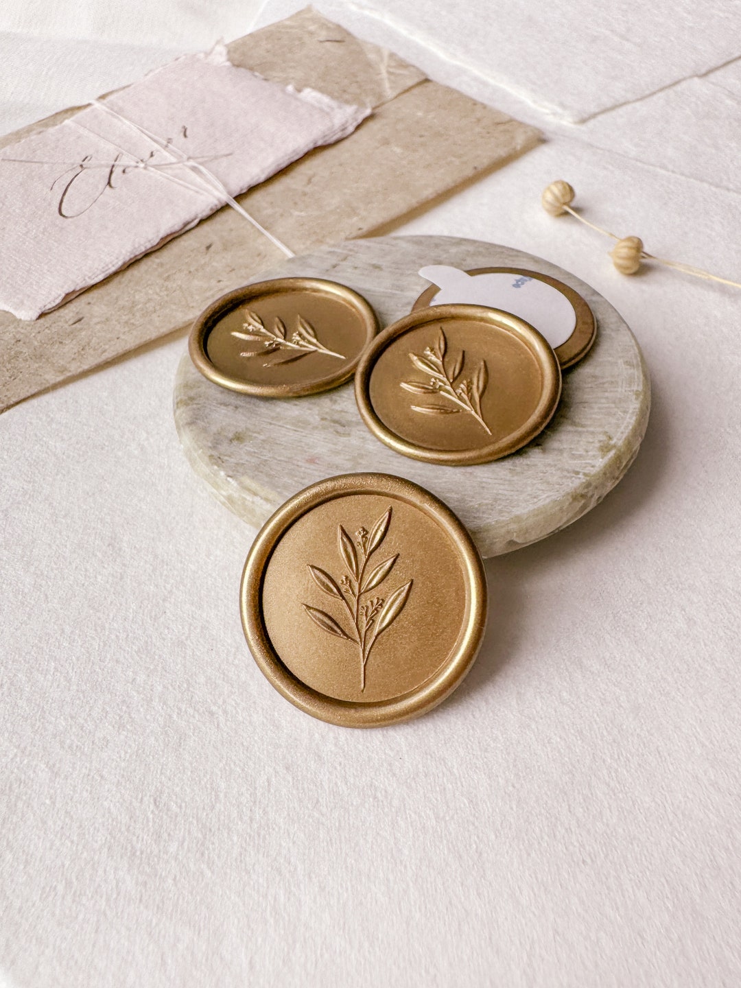 Wax Seal Stickers, 3D Botanical Leaf Branch Wax Seals, Pre-made Wedding Wax Seals, Self-adhesive ...