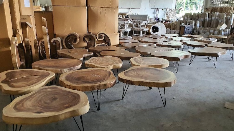Live Edge Round Coffee Table36''- 39" X 18" Reclaimed Acacia Wood Solid ...